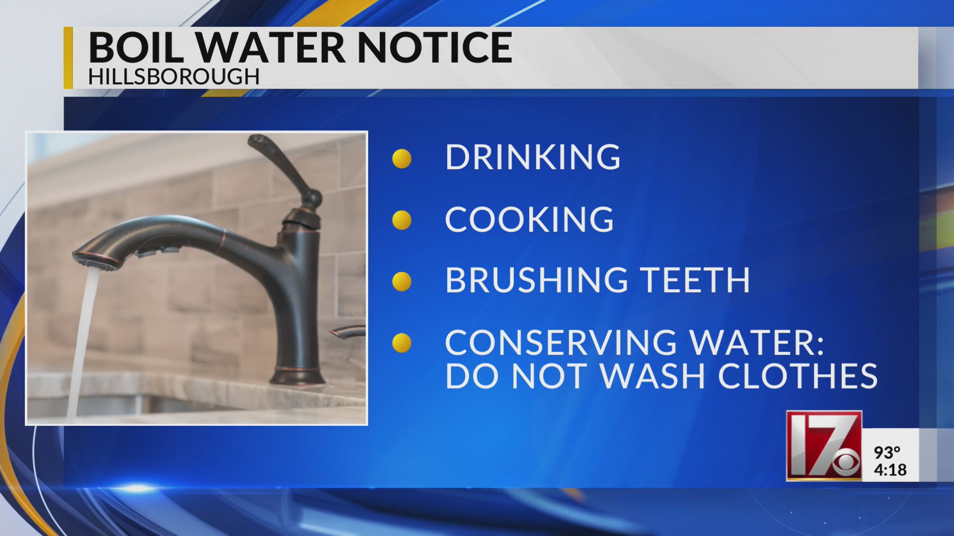 Boil water notice issued in Hillsborough – CBS17.com