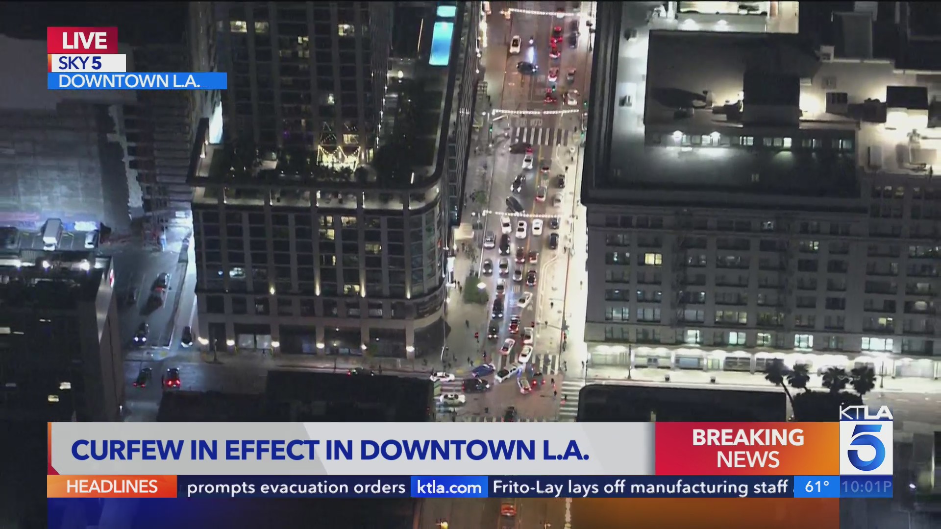 KTLA 5 Team Coverage of anti-ICE protests June 10, 2025 – 10 p.m. – KTLA