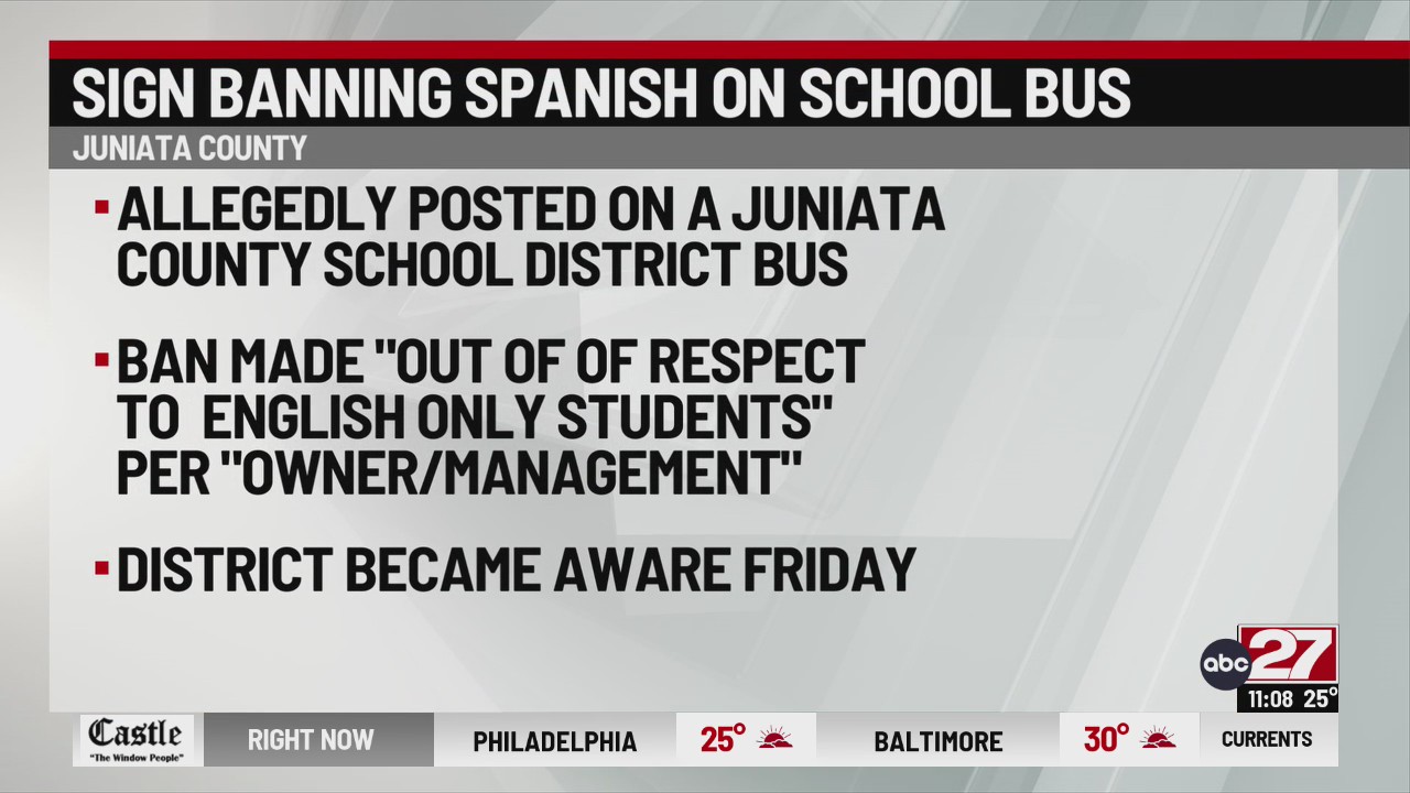School district investigating sign banning Spanish on school bus – ABC27
