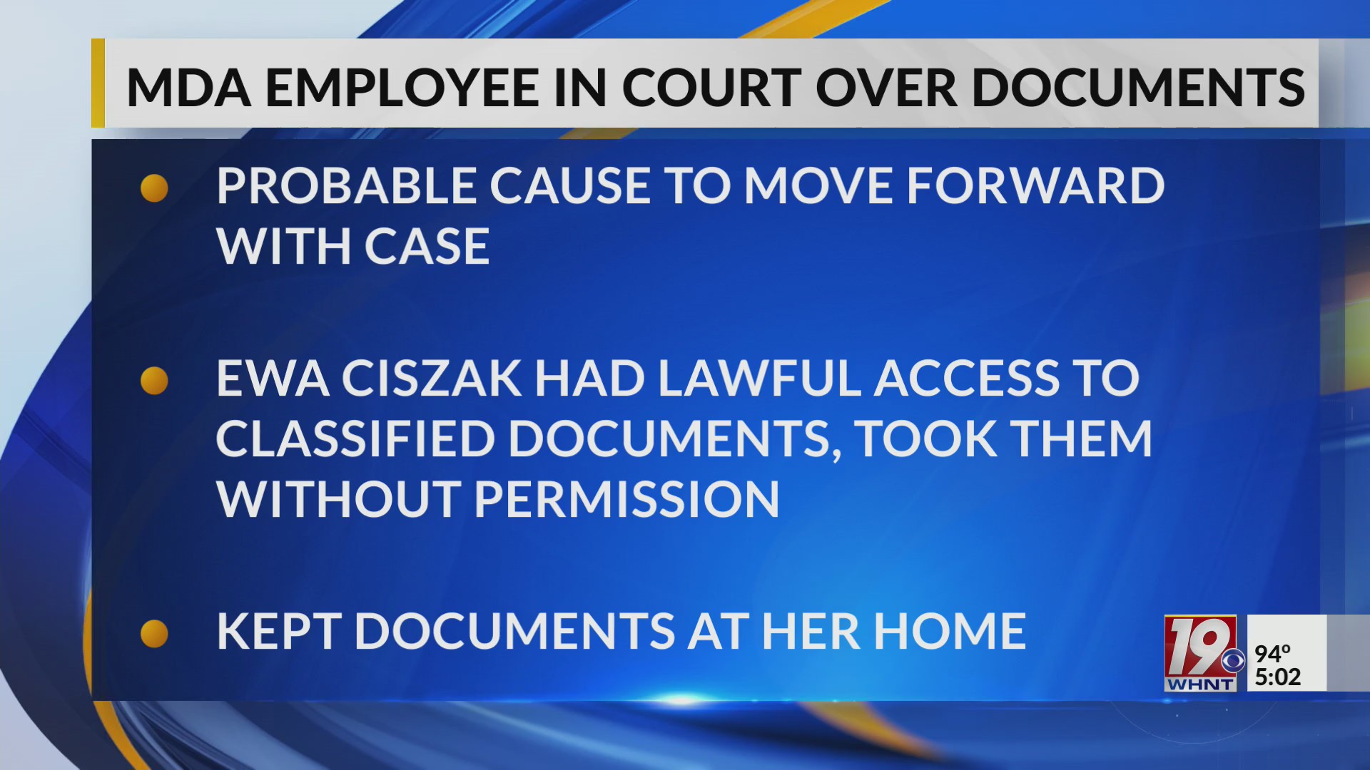 MDA Employee in Court over Documents | June 25, 2025 | News 19 at 5 p.m ...