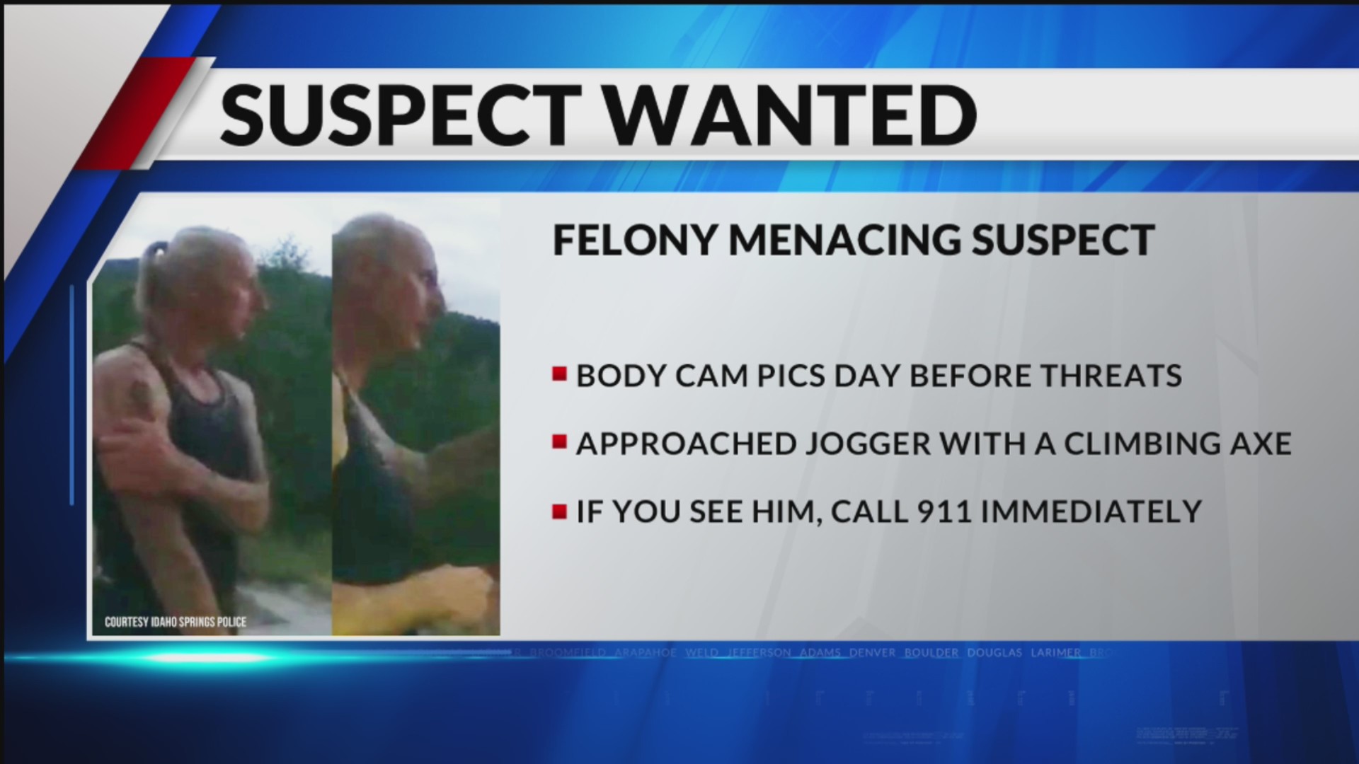 Wanted: Suspect accused of threatening runner with climbing axe – FOX31 ...