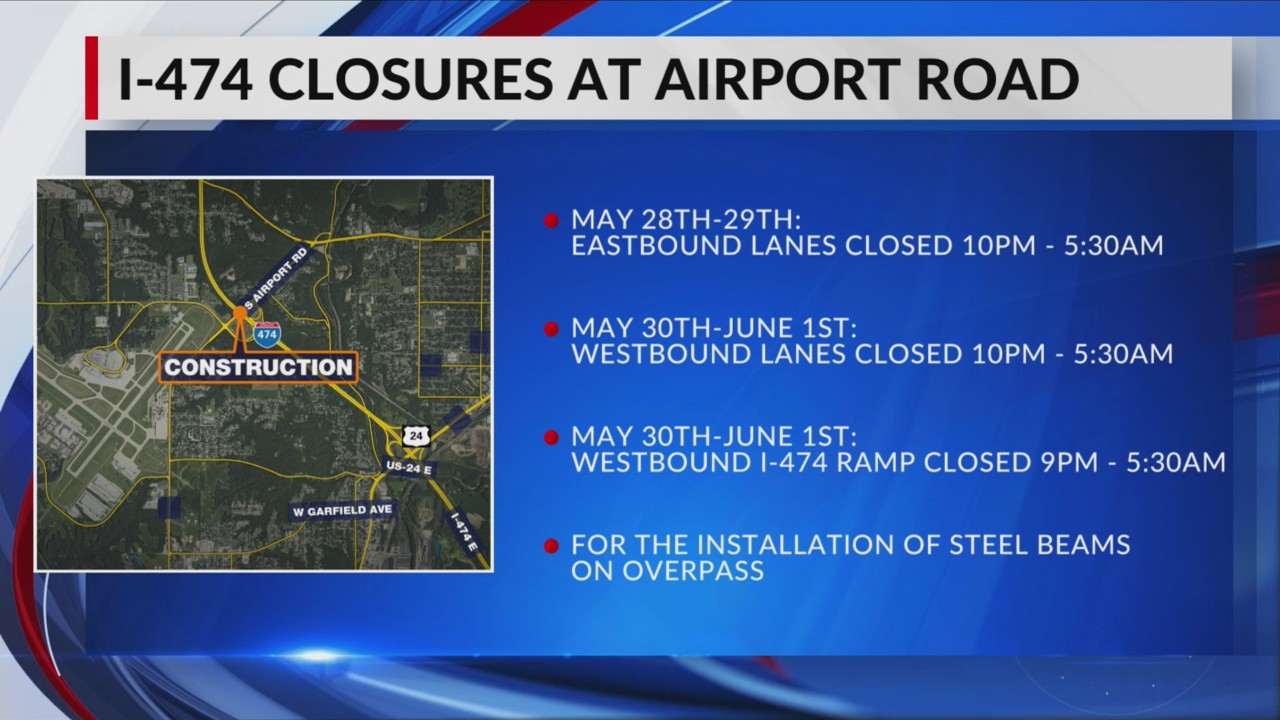 Parts of I-474 to close for overpass construction – CIProud.com