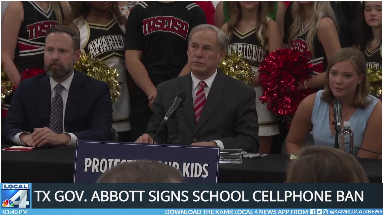 Texas Governor Greg Abbott signs school cellphone ban bill in Amarillo ...