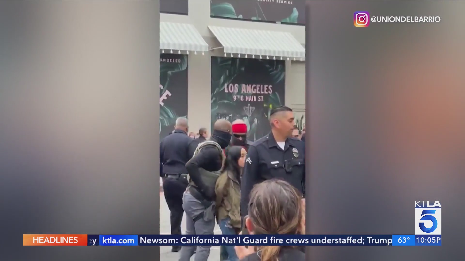 Demonstrators protest outside LAPD in downtown L.A. – KTLA