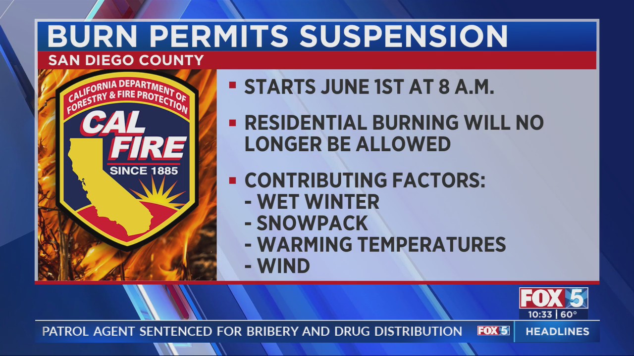 Cal Fire suspending residential burn permits in San Diego County amid ...