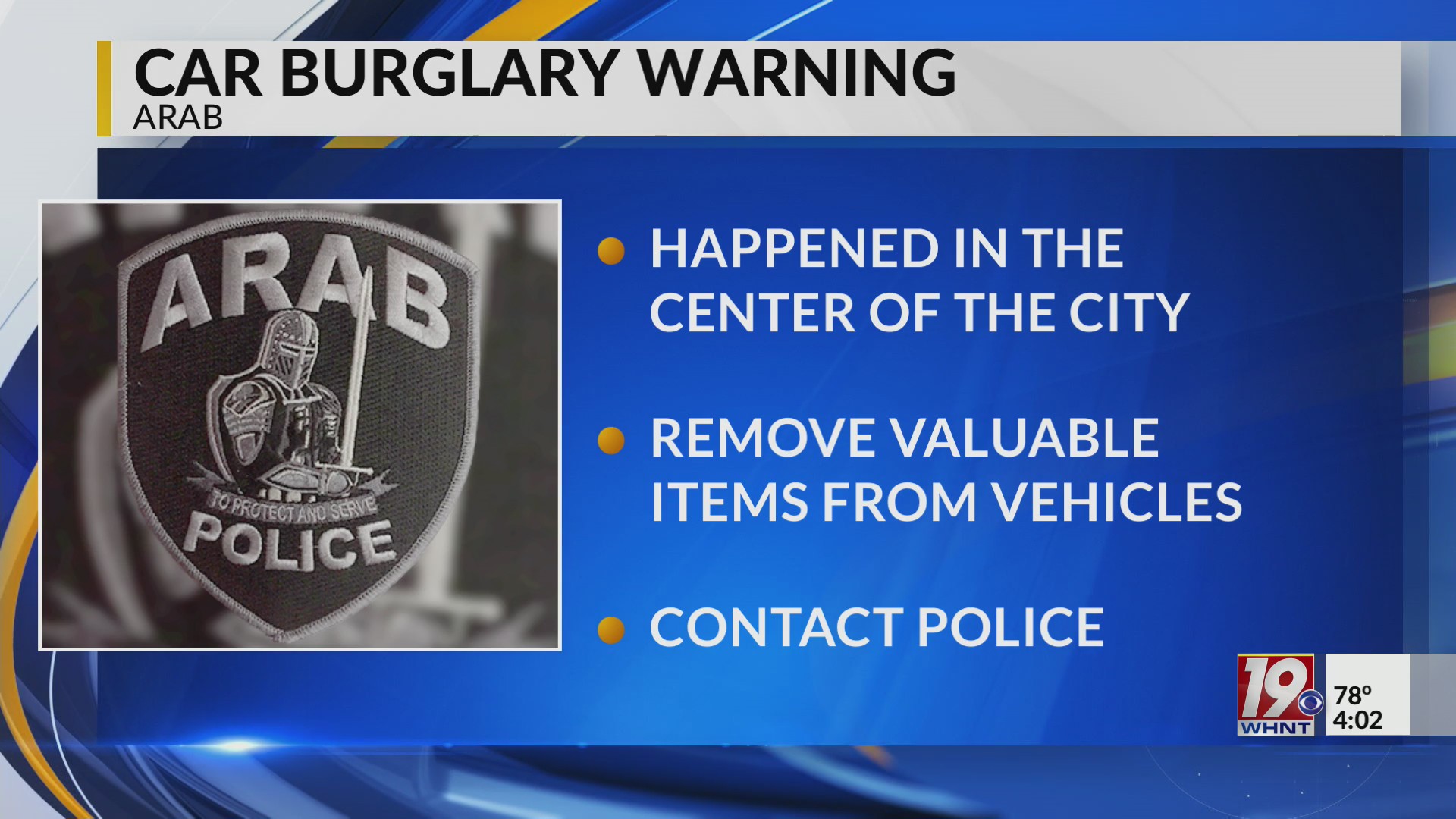 Arab Police Issue Warning Following Car Burglaries | March 25, 2025 ...