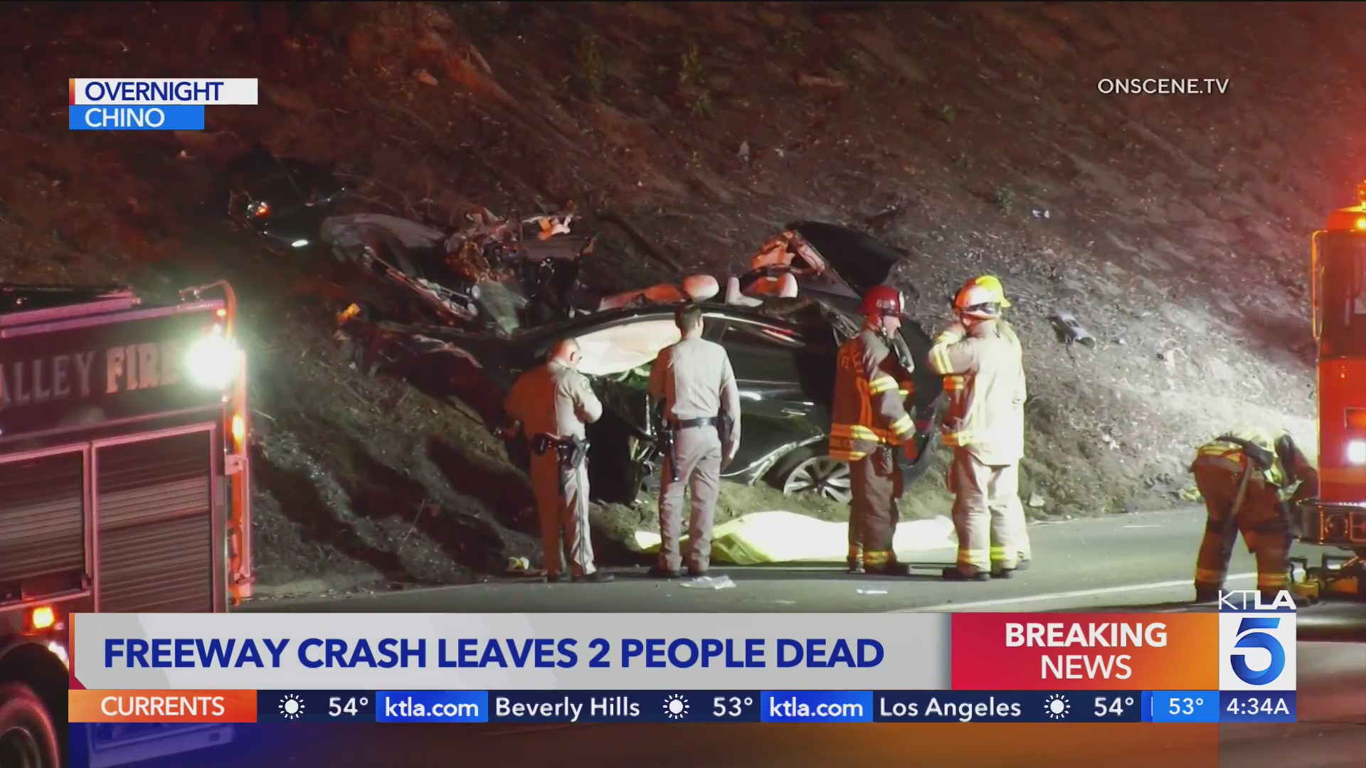 Fatal crash closes westbound 60 Freeway through Chino – KTLA