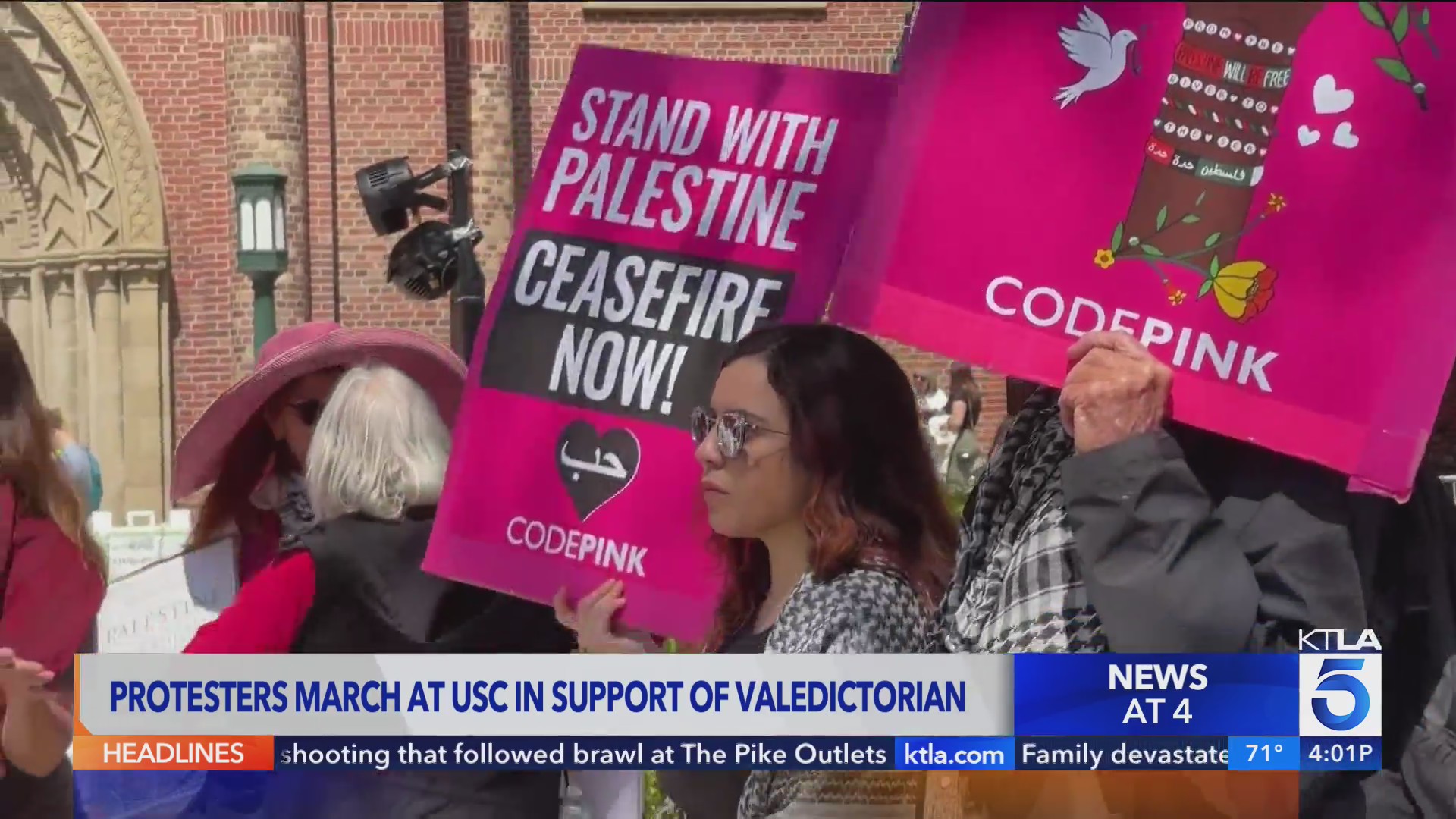 Protesters march at USC in support of valedictorian – KTLA