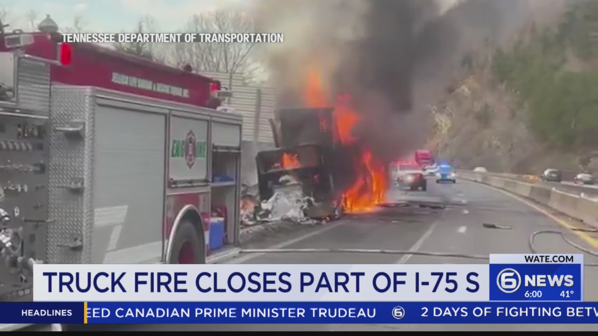 CMV fire on I-75 south in Campbell County – WATE 6 On Your Side