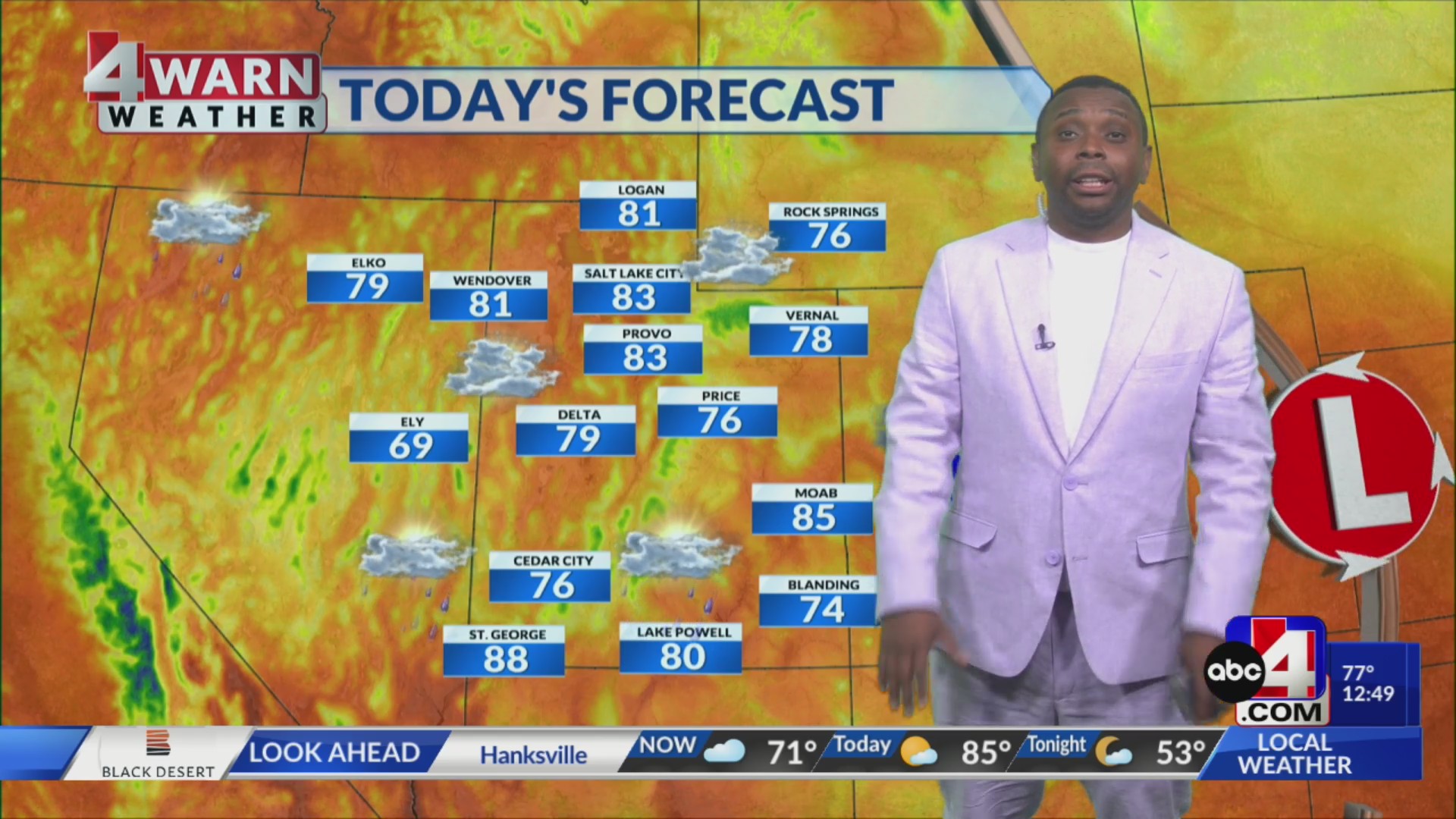 Increasing clouds for northern Utah, with scattered showers and storms ...