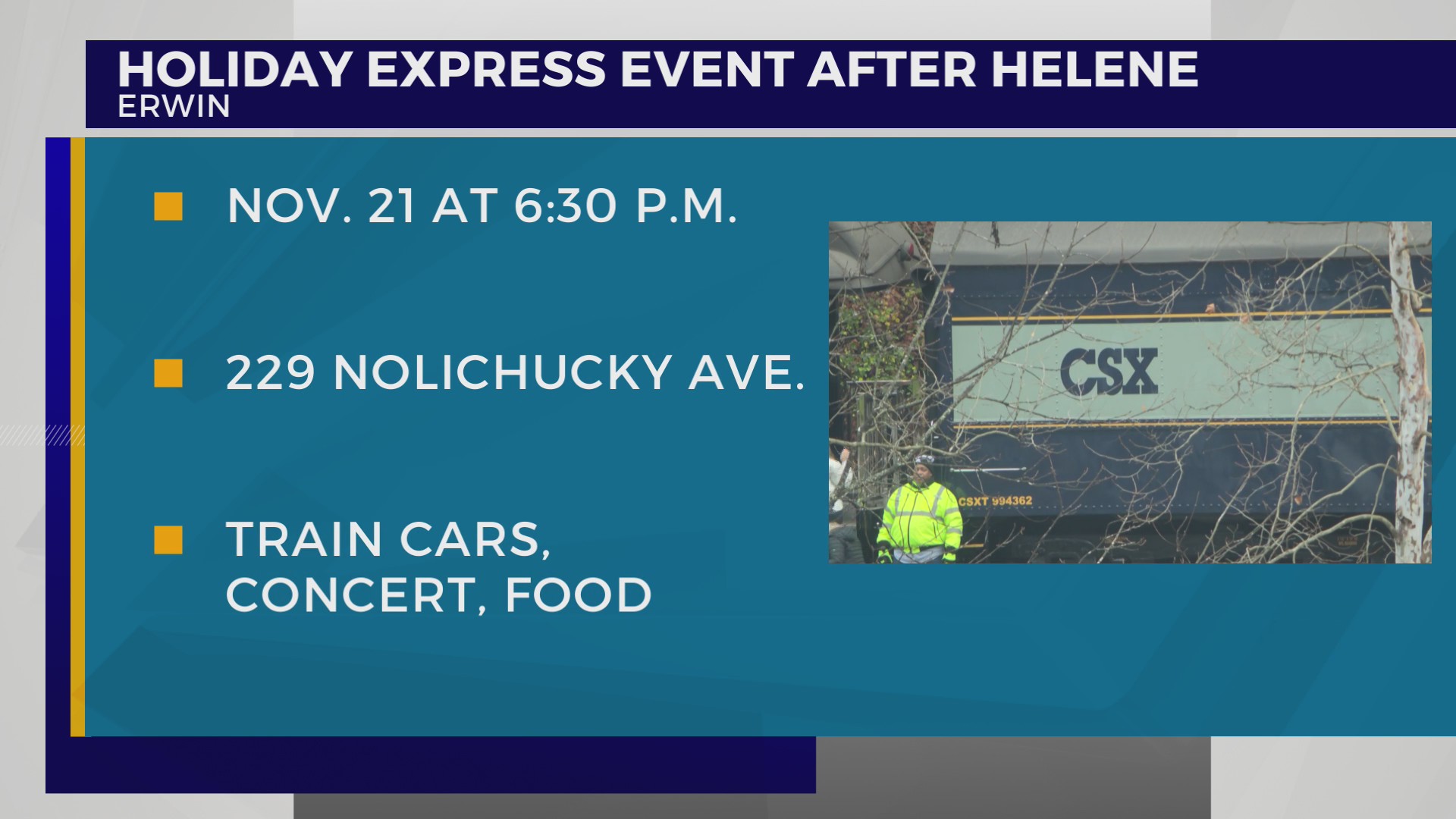 CSX to host Holiday Express Celebration in Erwin ahead of Santa Train ...