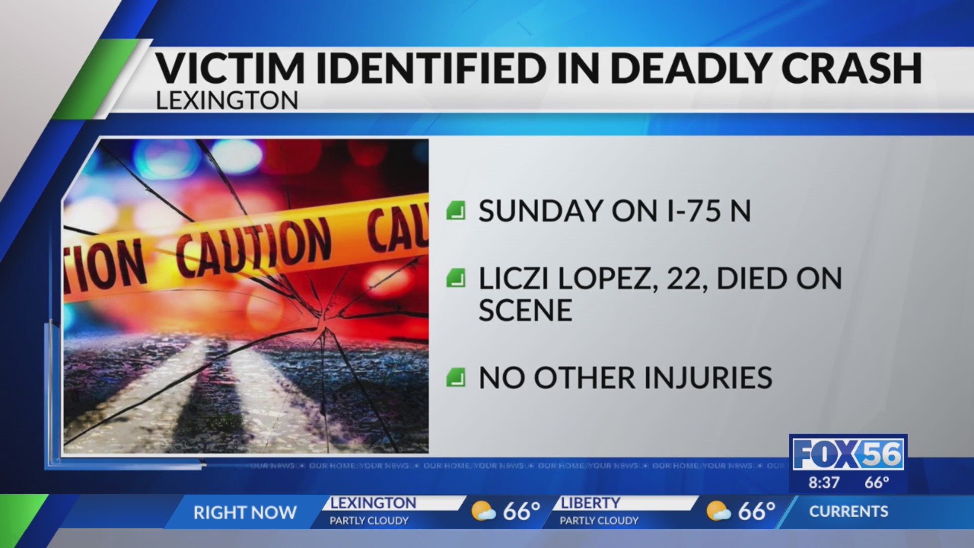 22-year-old woman killed in crash on I-75 in Lexington – FOX 56 News