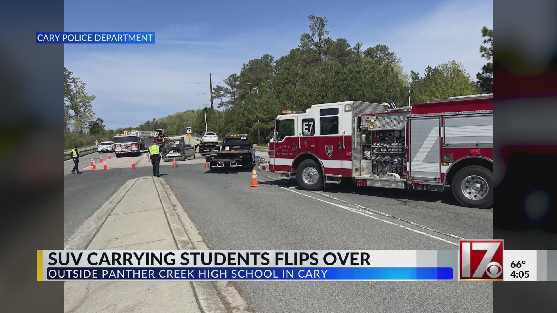 SUV with students flips over in Cary – CBS17.com