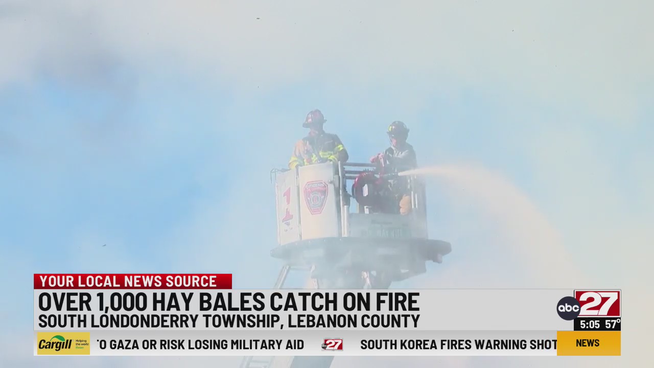 Crews battle hay bale fire in Lebanon County – ABC27