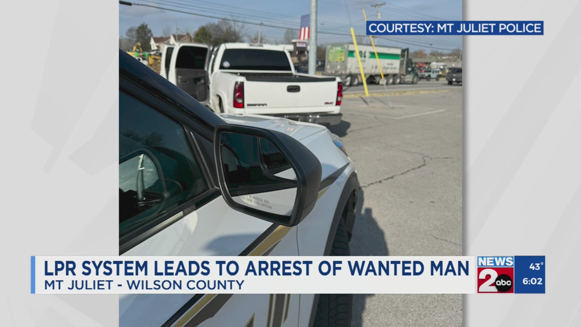 LPR system leads to arrest of wanted man in Mt. Juliet – WKRN News 2