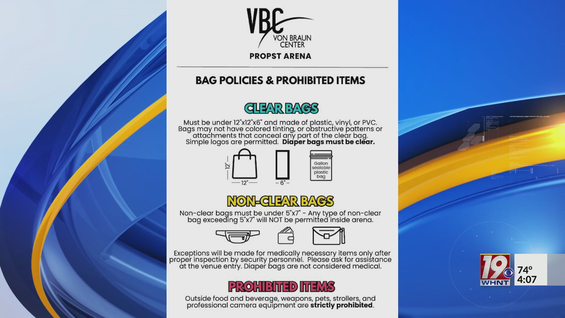 VBC Changes Bag Policy For Propst Arena | Feb. 3, 2025 | News 19 at 4 p ...