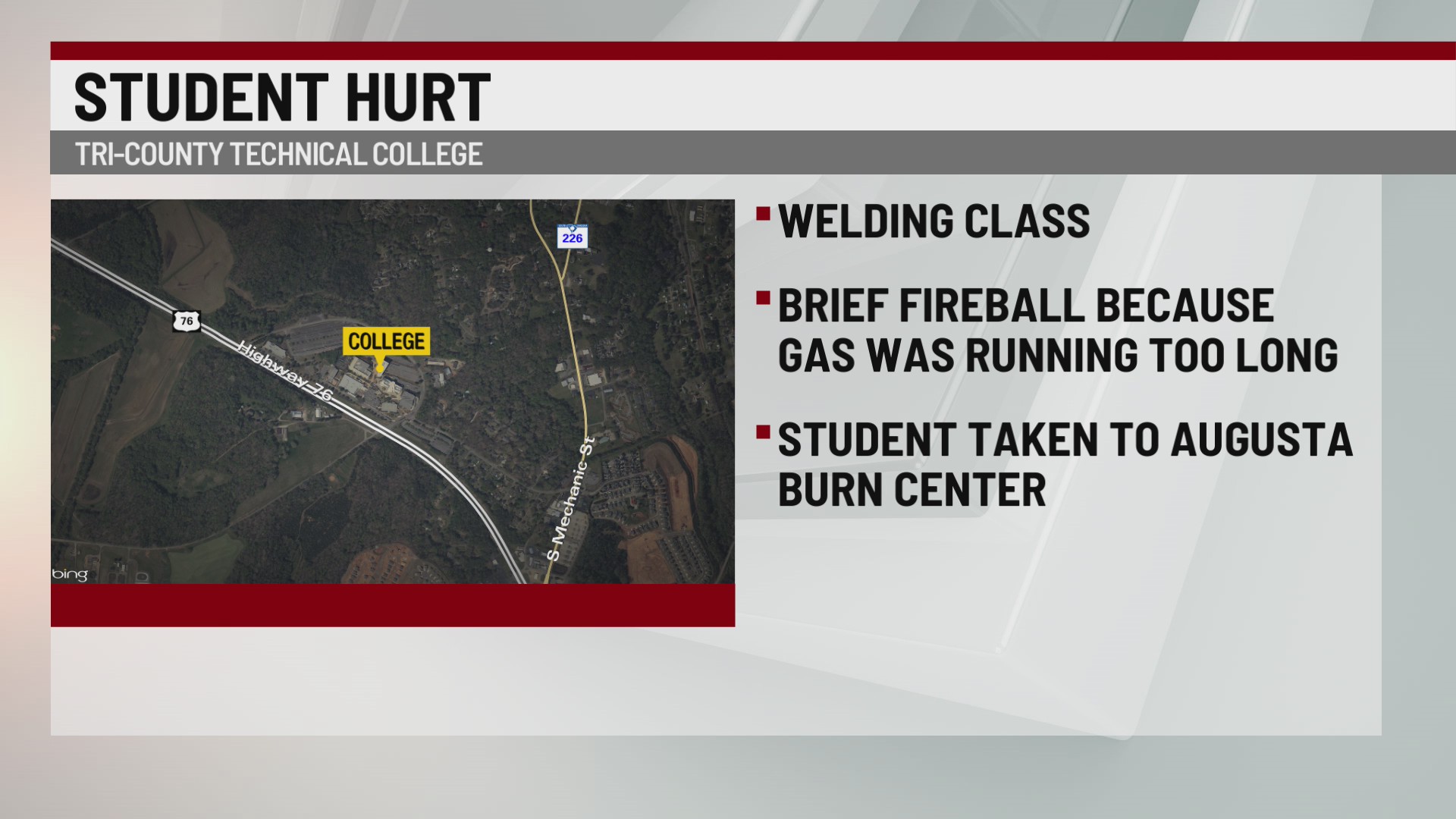 Student flown to burn center after ‘fireball incident’ – WSPA 7NEWS