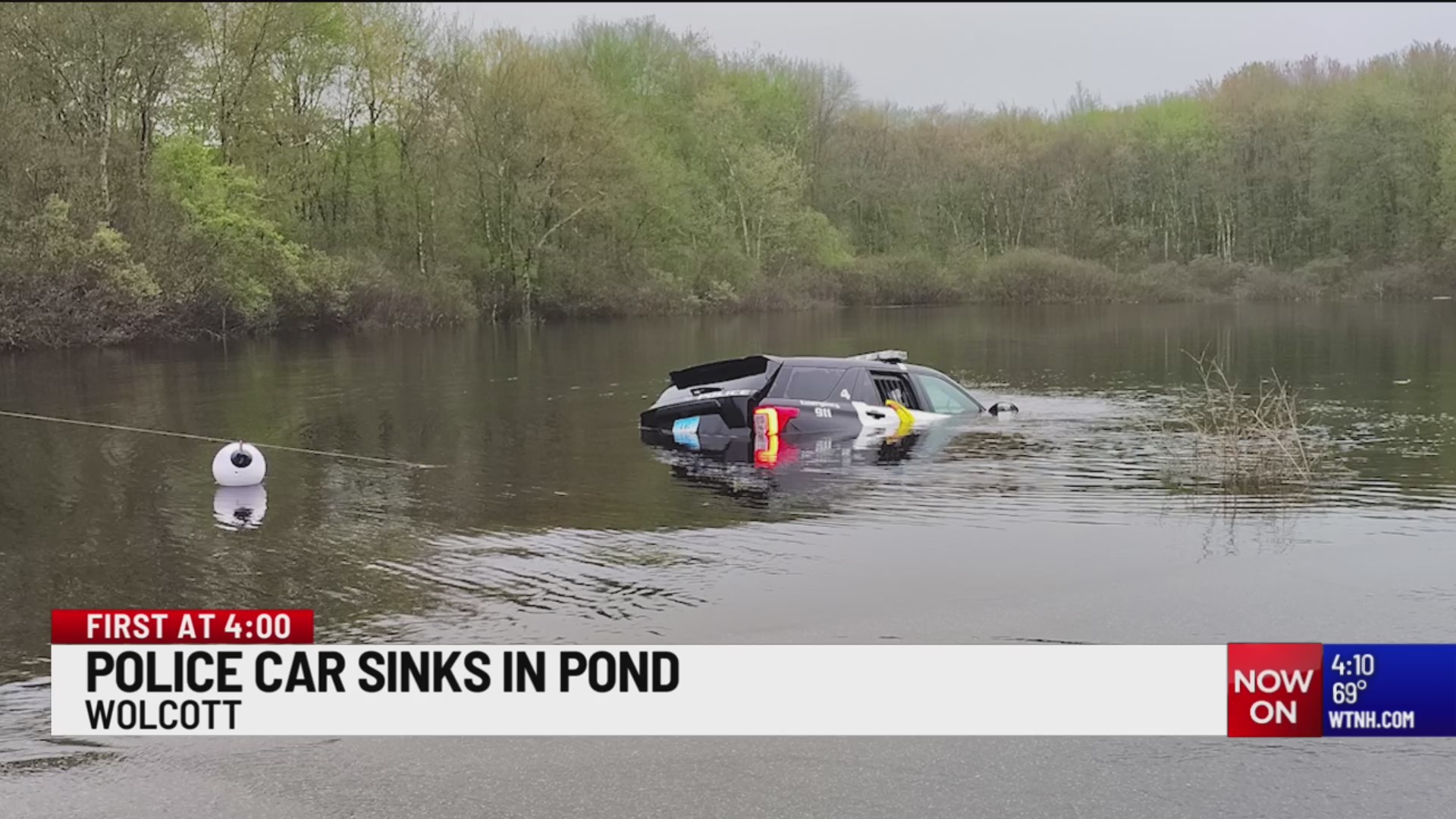 Wolcott police cruiser sinks in pond – WTNH.com
