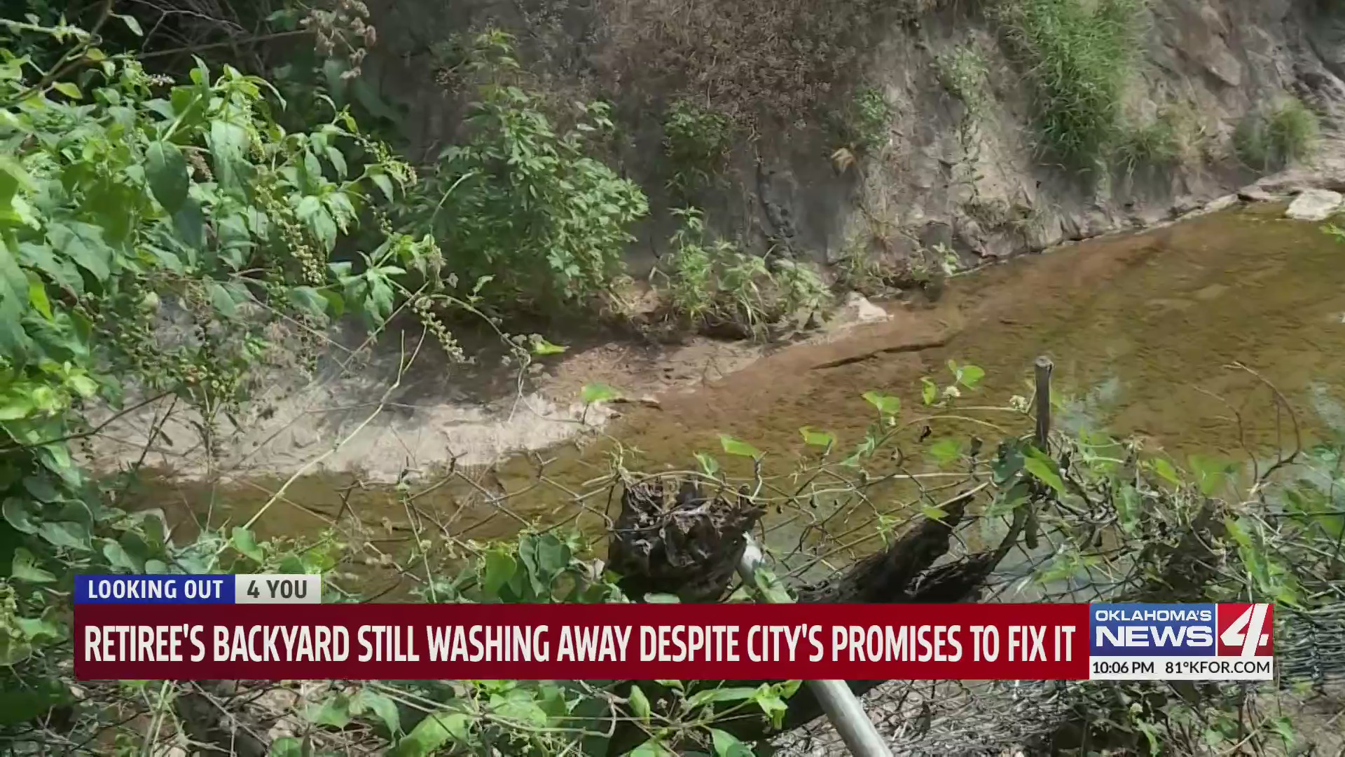 Retiree’s backyard still washing away despite city’s promises to fix it ...