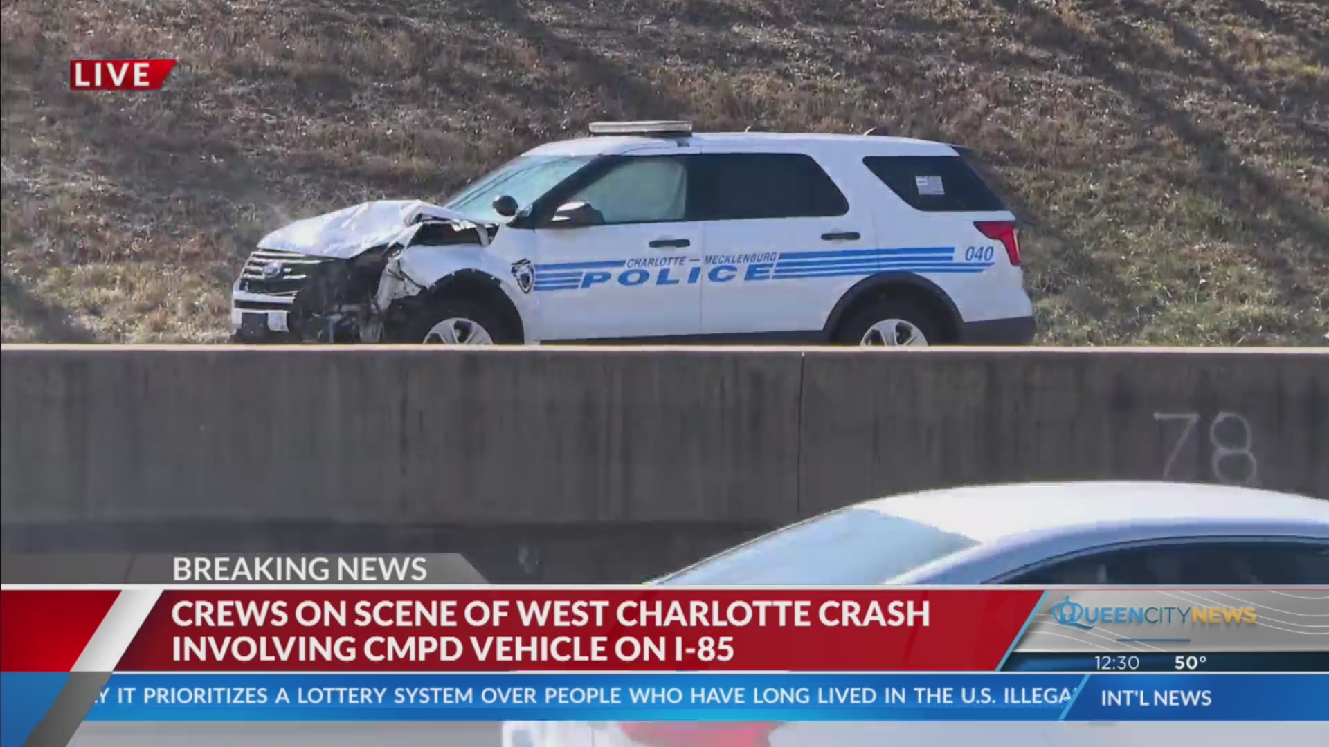 CMPD vehicle involved in crash on I-85 North – Queen City News