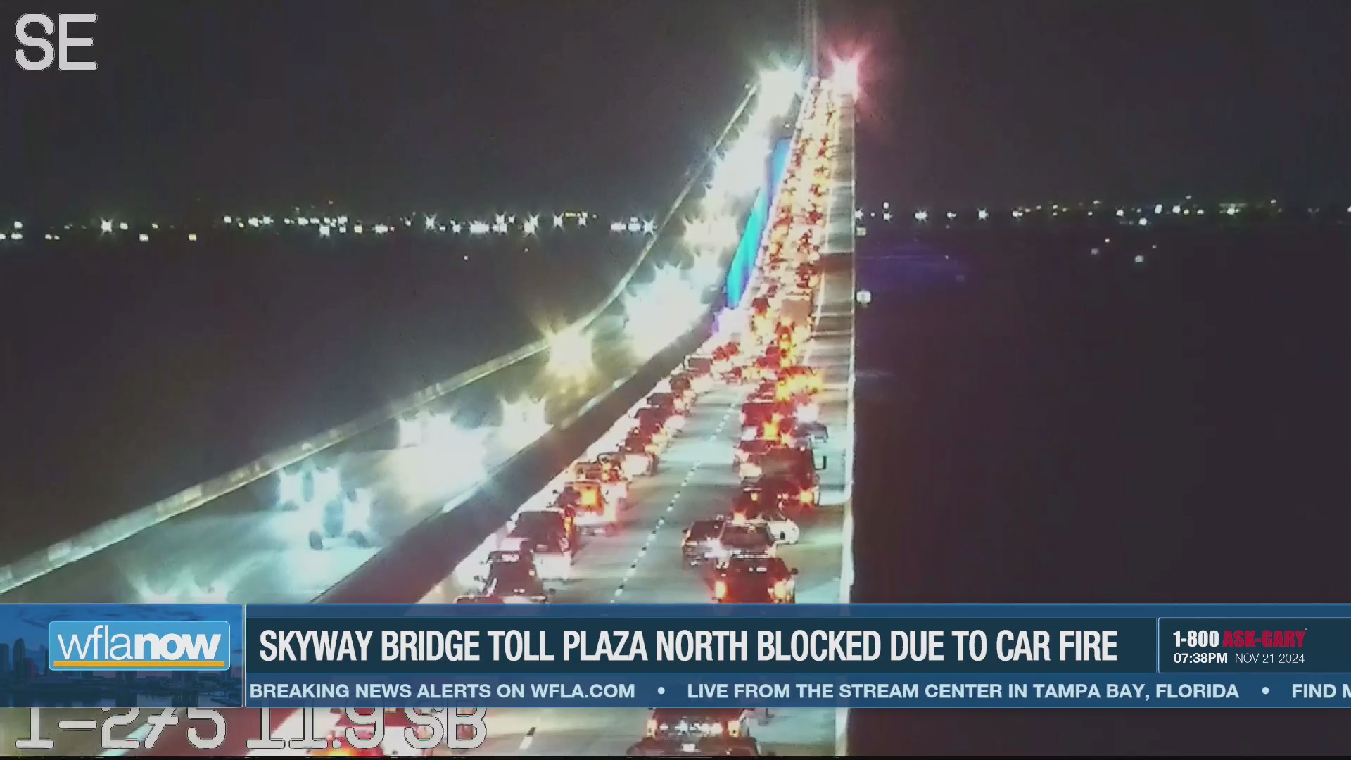 Part of Skyway Bridge shut down after vehicle catches fire – WFLA