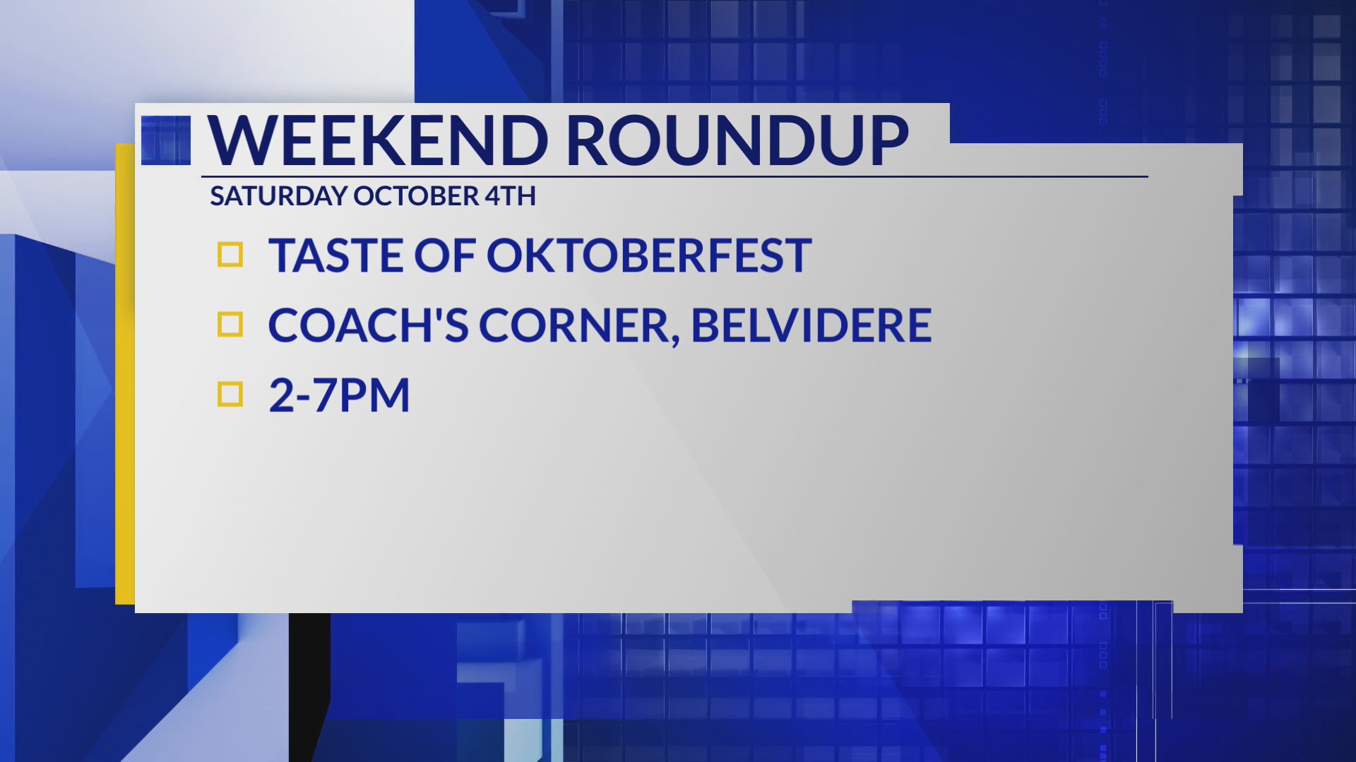 Weekend Roundup, October 4th, 2025 – MyStateline | WTVO WQRF News ...