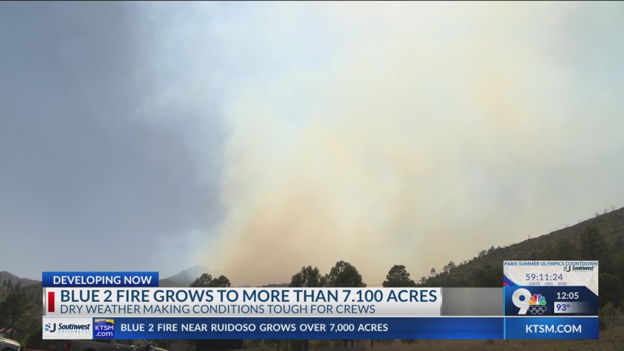 Blue 2 Fire near Ruidoso grows to over 7K acres; still 0% containment ...
