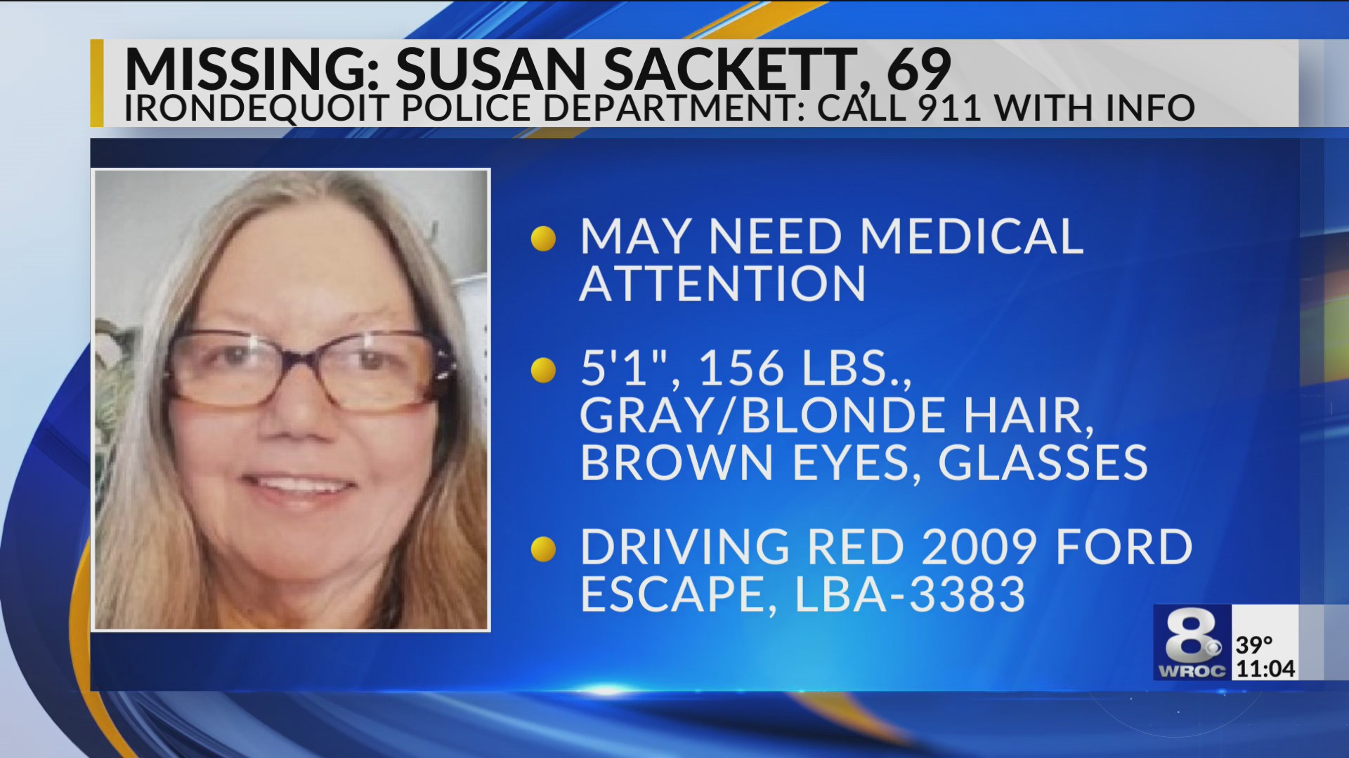 Missing person from Irondequoit: Susan Sackett – RochesterFirst