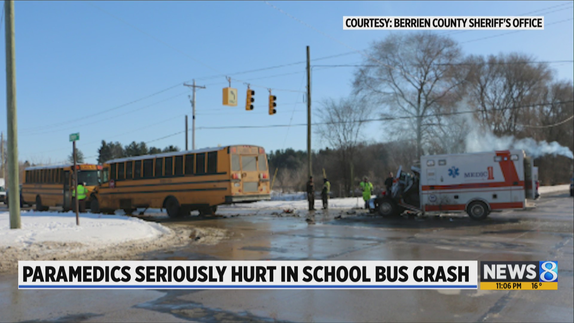 Deputies: Paramedics seriously hurt in school bus crash near Benton Harbor – WOODTV.com