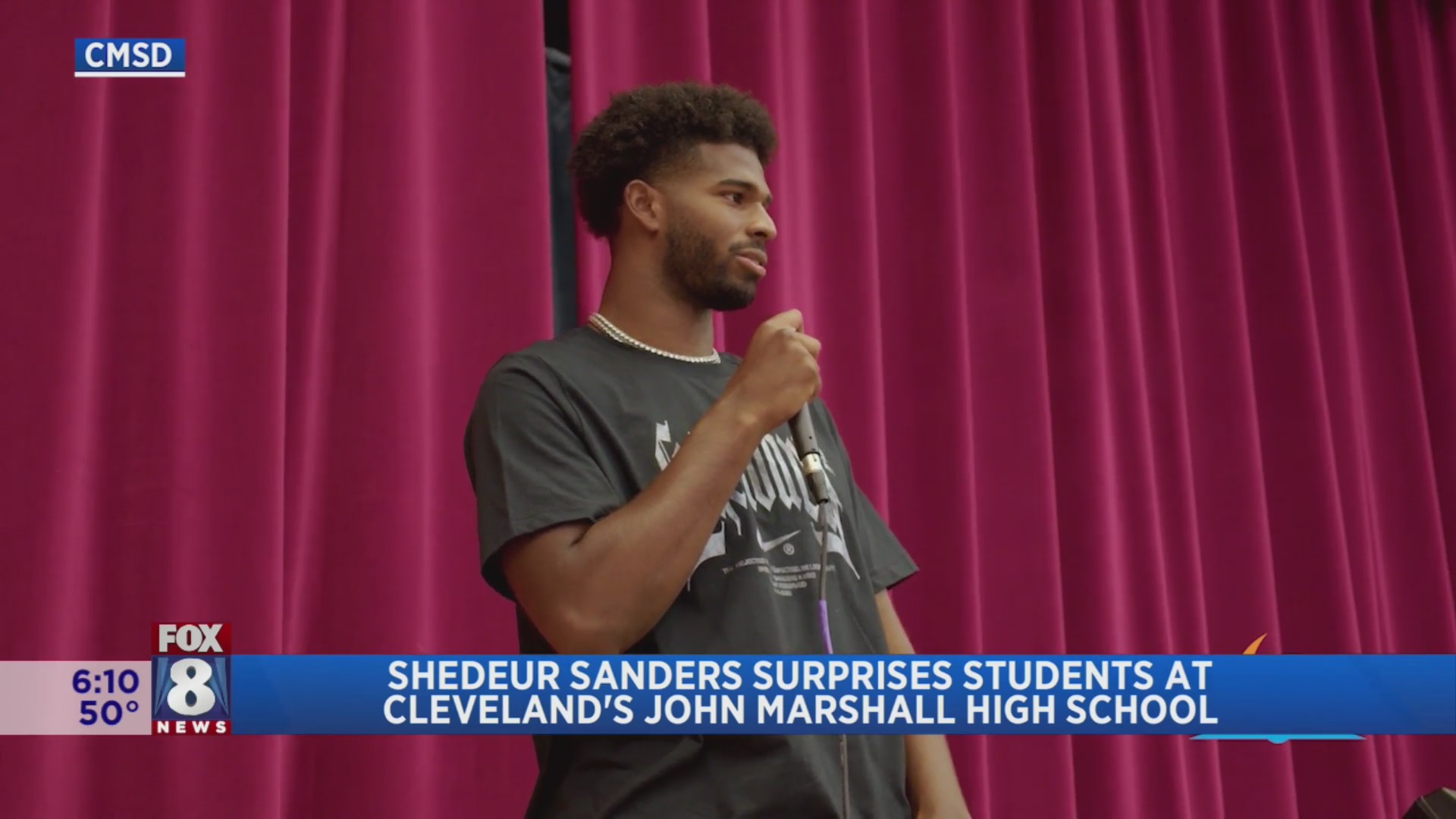 Browns QB Shedeur Sanders speaks to students at Cleveland high school ...