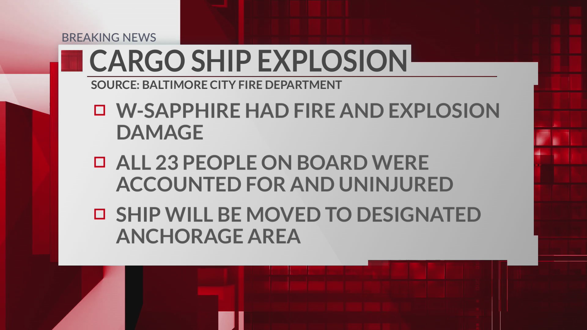 Fire, explosion aboard ship in Baltimore near former Key Bridge site ...
