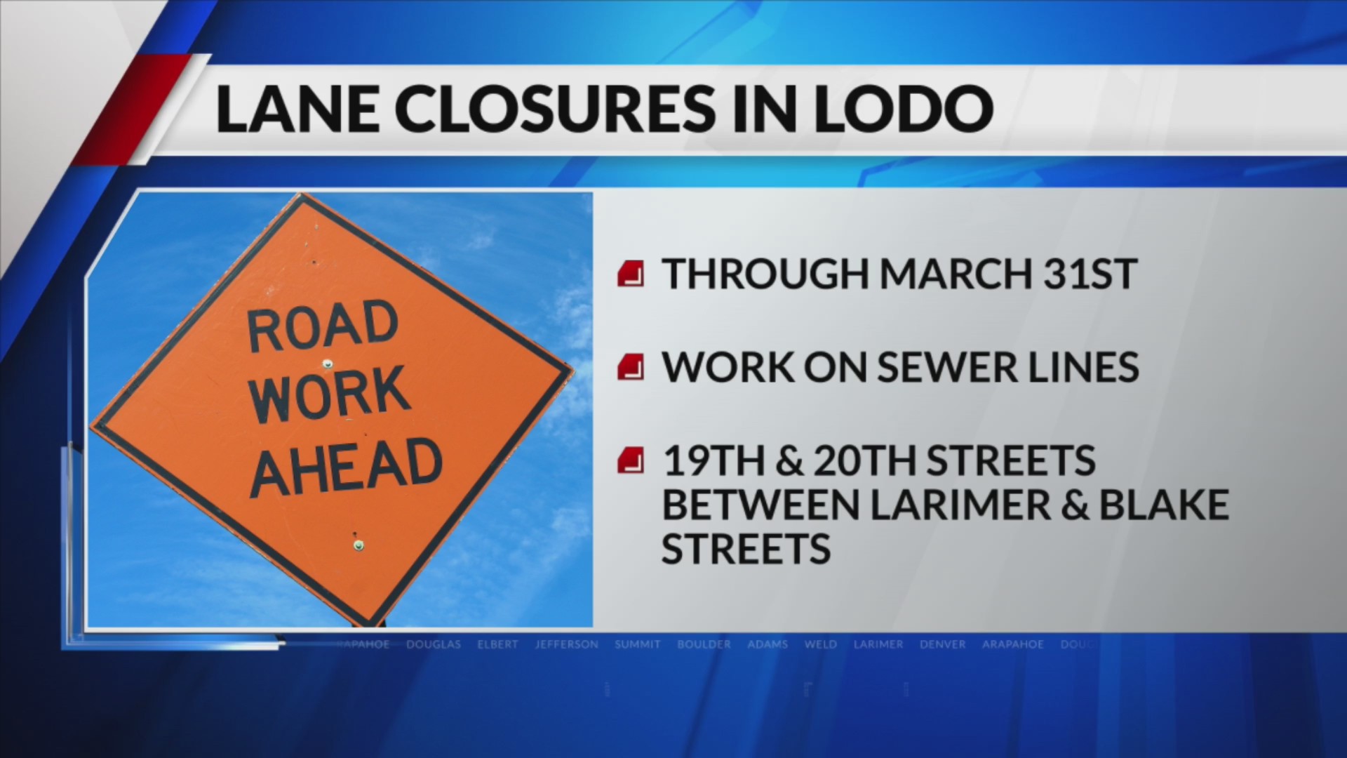 Lane closures expected on these LoDo Denver roads – FOX31 Denver