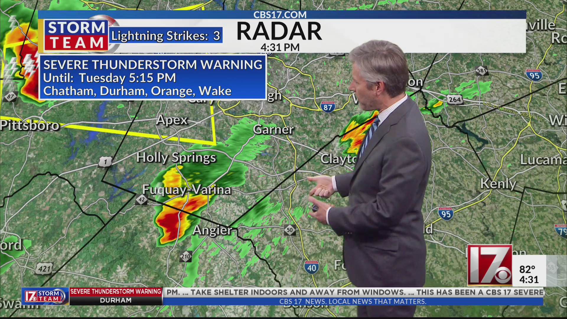 Severe thunderstorm warning for Wake, Durham and other central NC ...