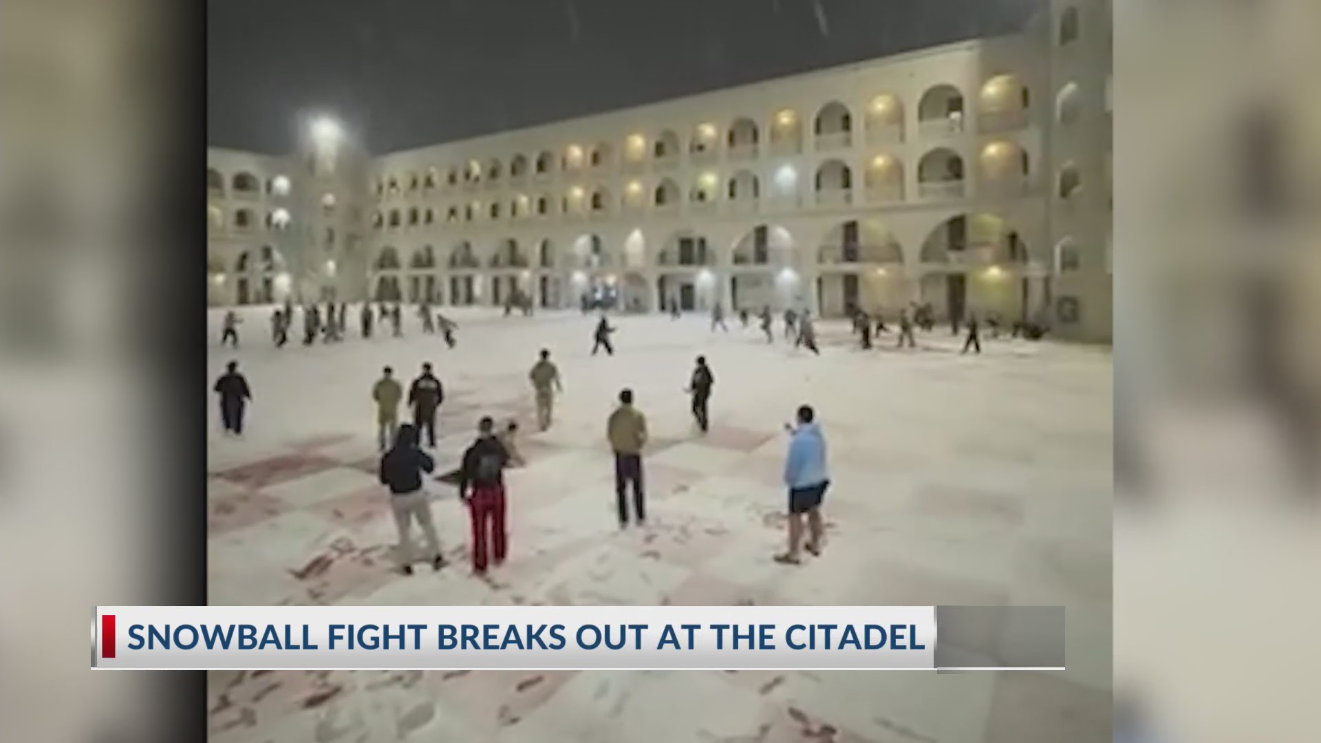 Snowball fight breaks out at the Citadel – WCBD News 2