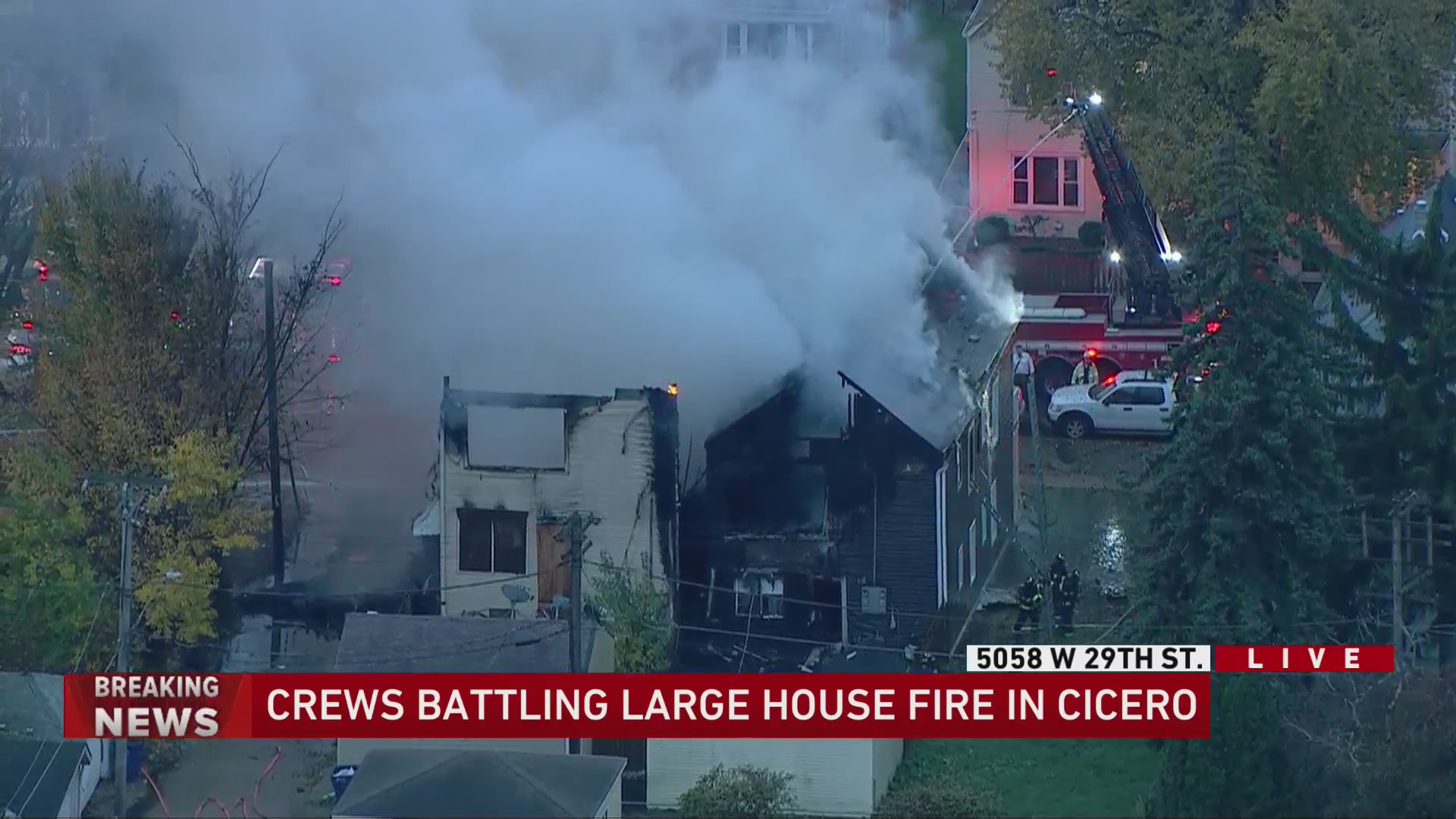 Crews battle large house fire in Cicero – WGN-TV