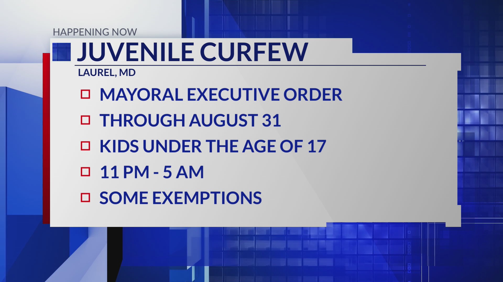 City of Laurel issues summer curfew for teenagers – DC News Now | DC ...