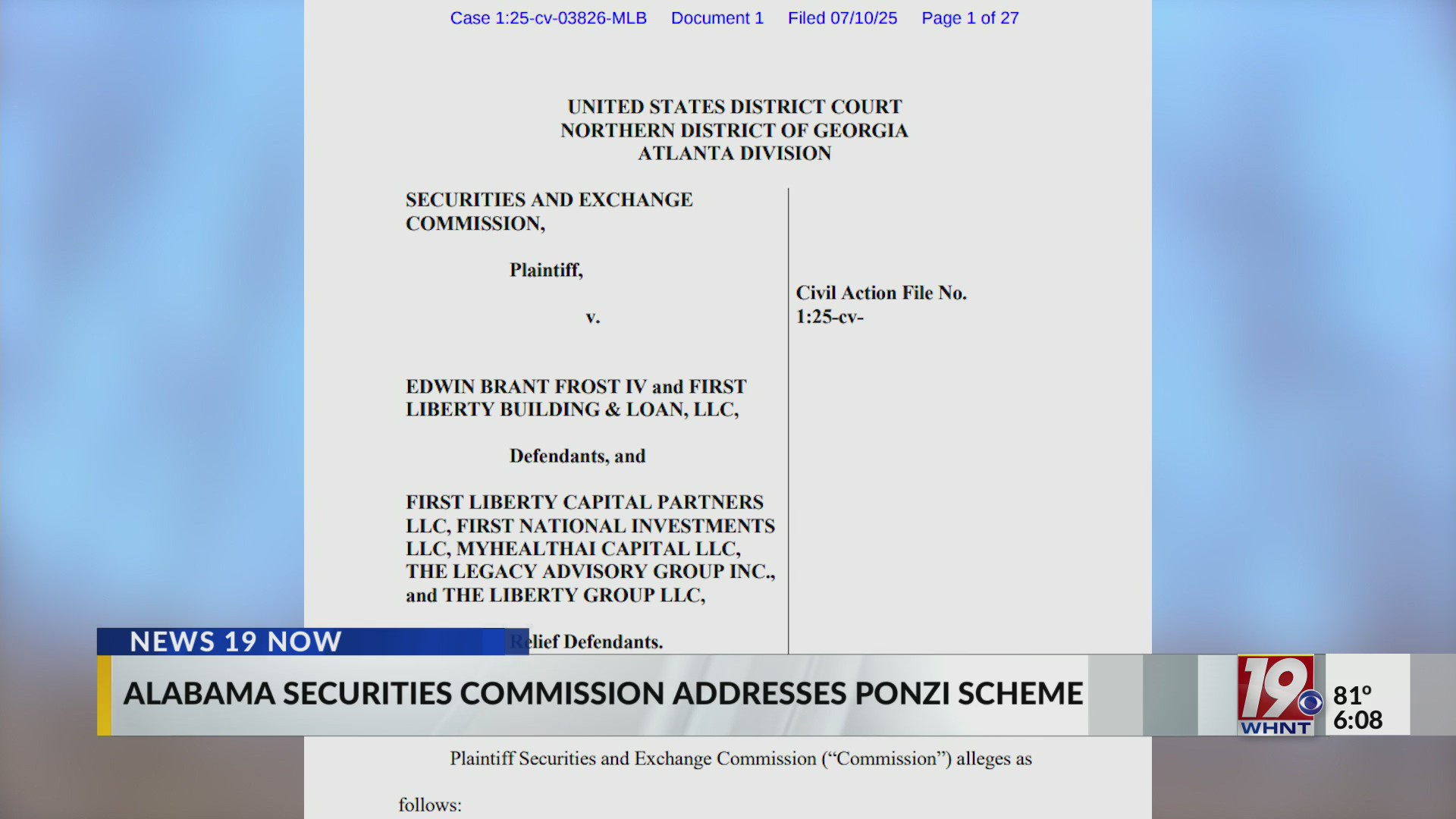 Alabama Securities Commission On Ponzi Scheme | September 25, 2025 ...