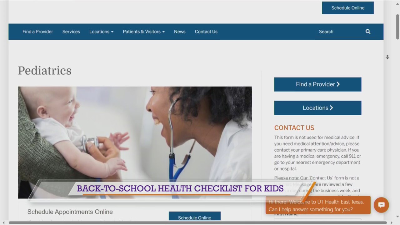 UT Health East Texas’ Back-to-school health checklist for your students ...