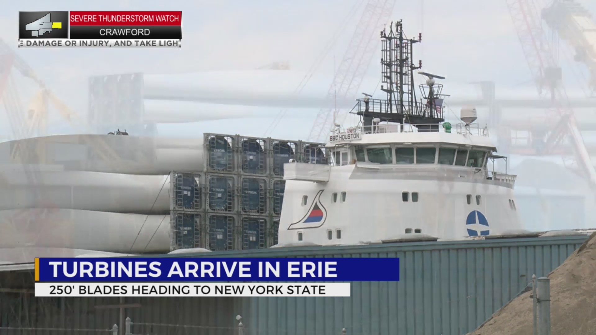 Ship with 75 turbine blades arrives in Erie for NY project – WJET/WFXP ...