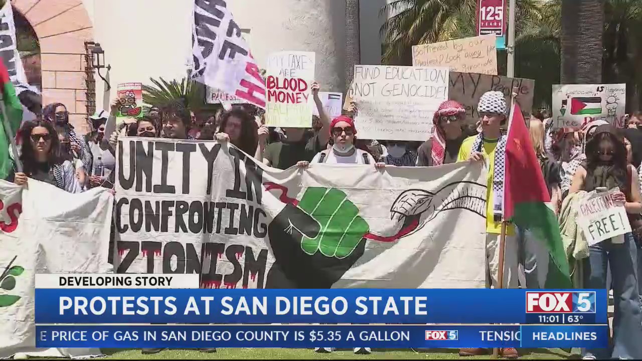 San Diego State University students walk out of class in pro-Palestine ...