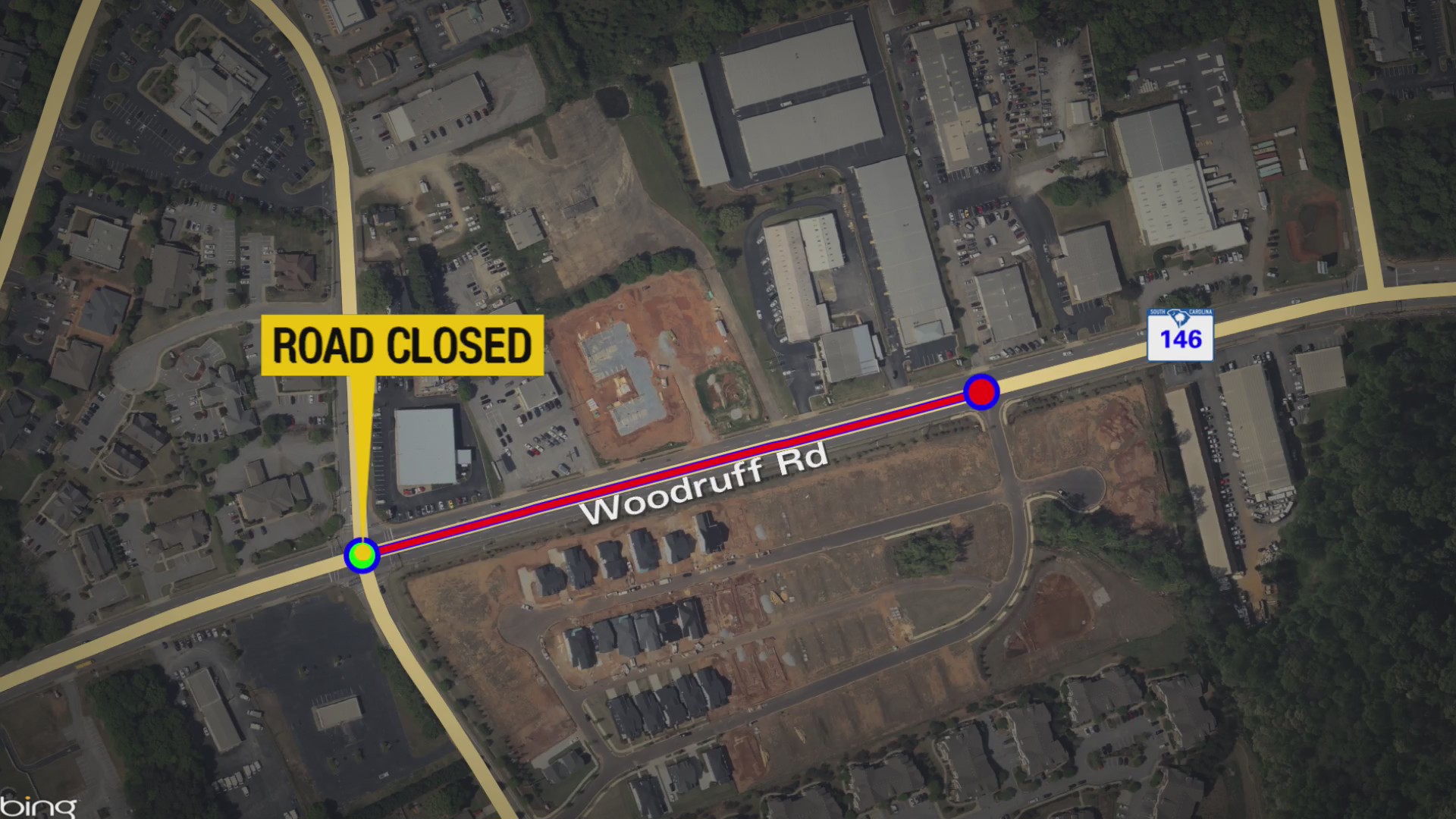 Portion of Woodruff Road closed due to water main break – WSPA 7NEWS