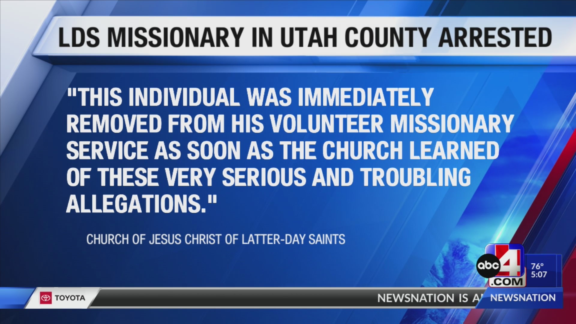 LDS missionary serving in Utah County faces rape charge – ABC4 Utah