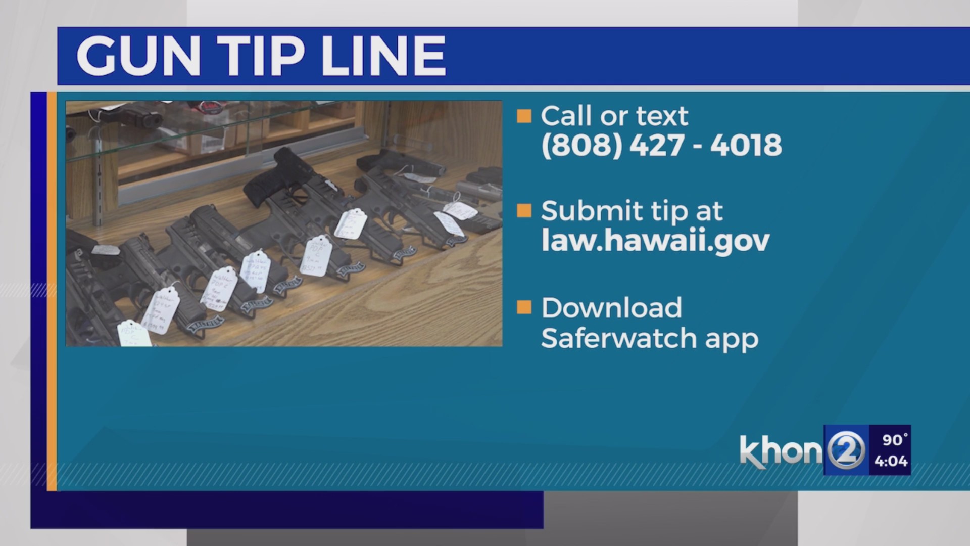 New ‘Gun Tip Line’ launched in effort to protect neighborhoods – KHON2