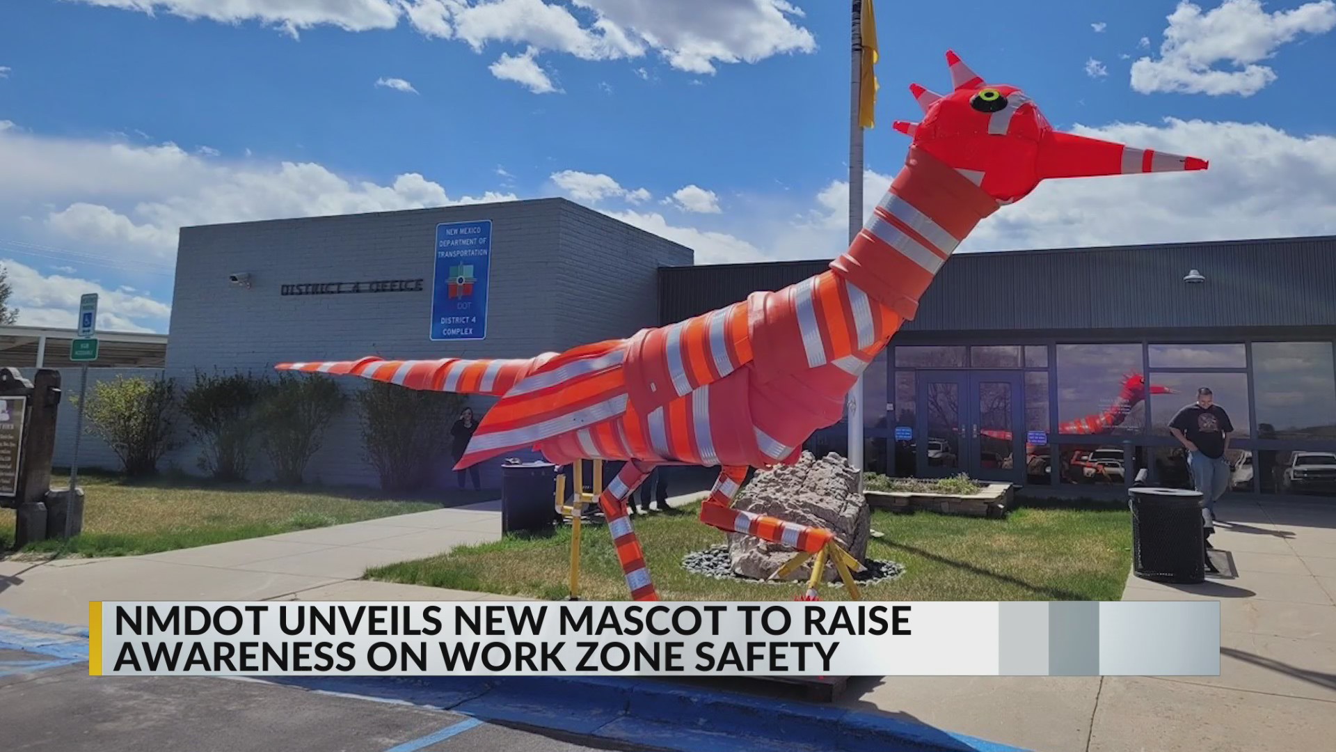 NMDOT builds roadrunner sculptures out of construction barrels as part ...
