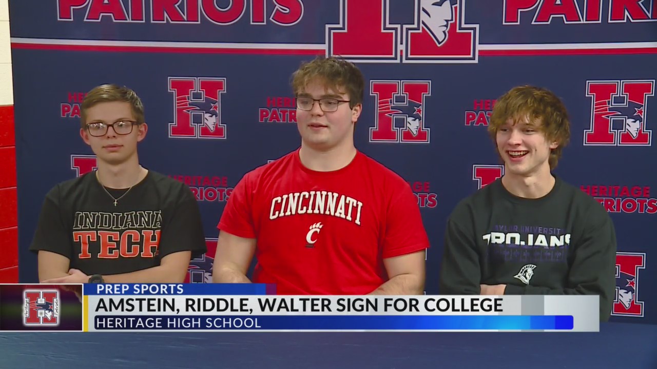 Heritage seniors Hayden Amstein, Charlie Riddle, and Braden Walter sign ...