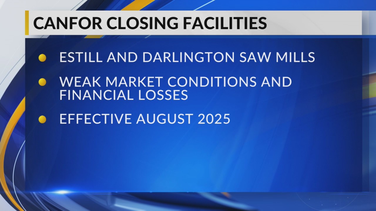 Canfor shutting down Darlington County sawmill in August – WBTW