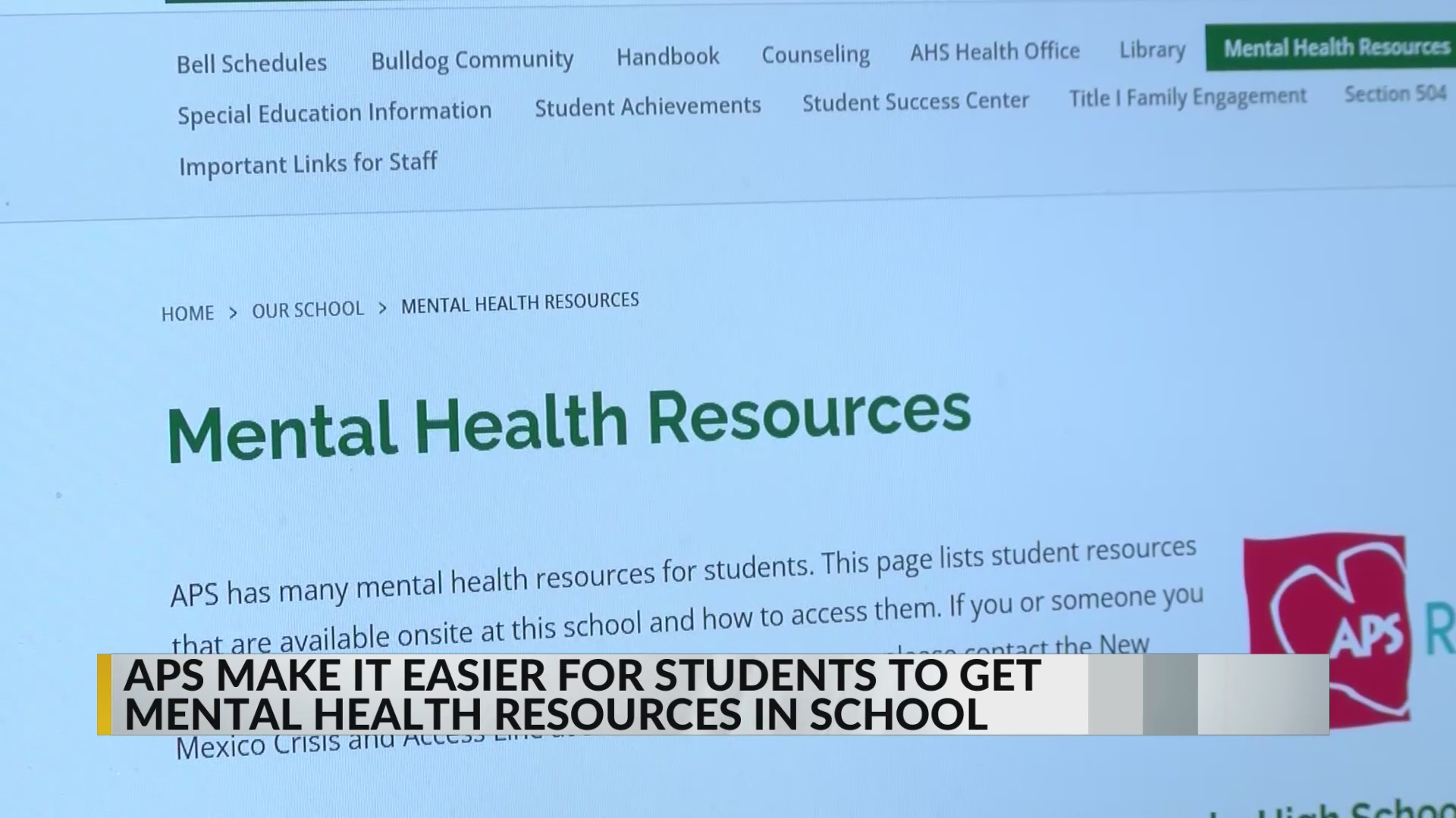 Mental health support made easier: APS adds “resources” tab to school ...