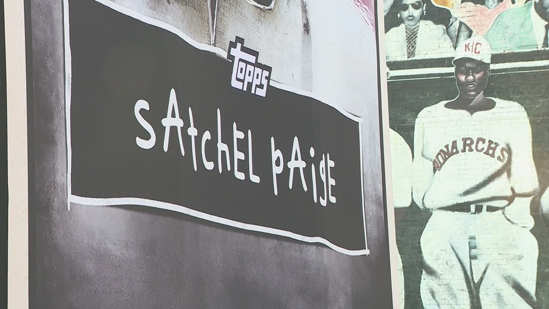 Large Satchel Paige baseball card on display in 18th & Vine District ...