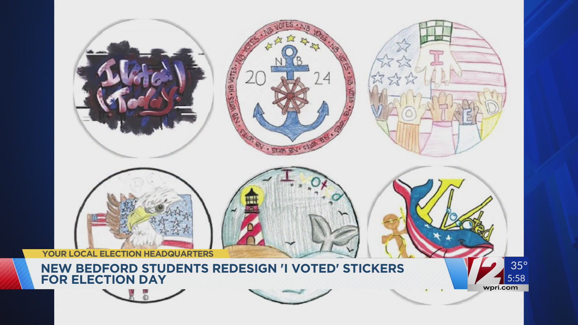 New Bedford students redesign “I voted” stickers for Election Day ...