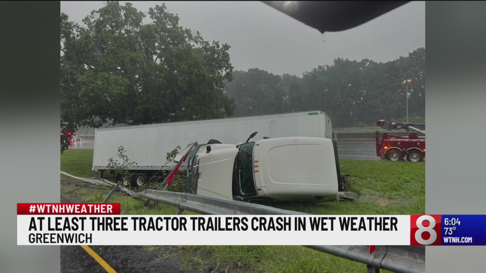 At least 3 tractor-trailers crash in wet weather in Greenwich – WTNH.com
